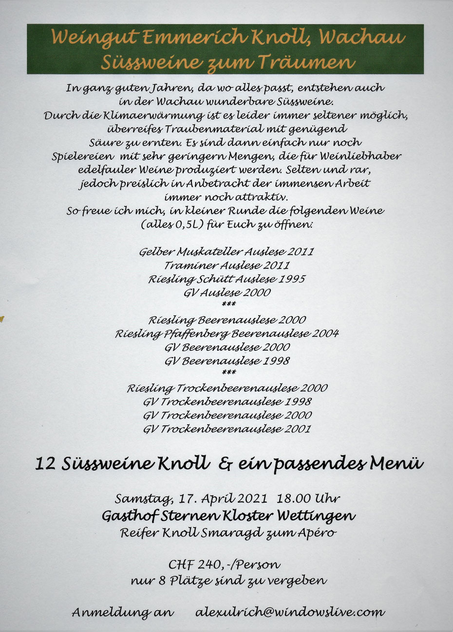 Grosse Verkostungen Emmerich Knoll aus der Wachau - bordeauxprobens ...