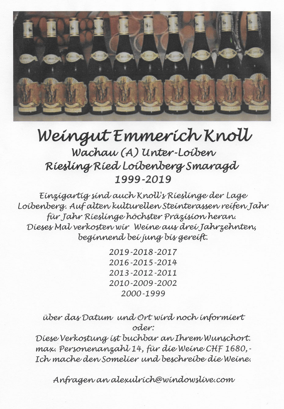 Grosse Verkostungen Emmerich Knoll aus der Wachau - bordeauxprobens ...