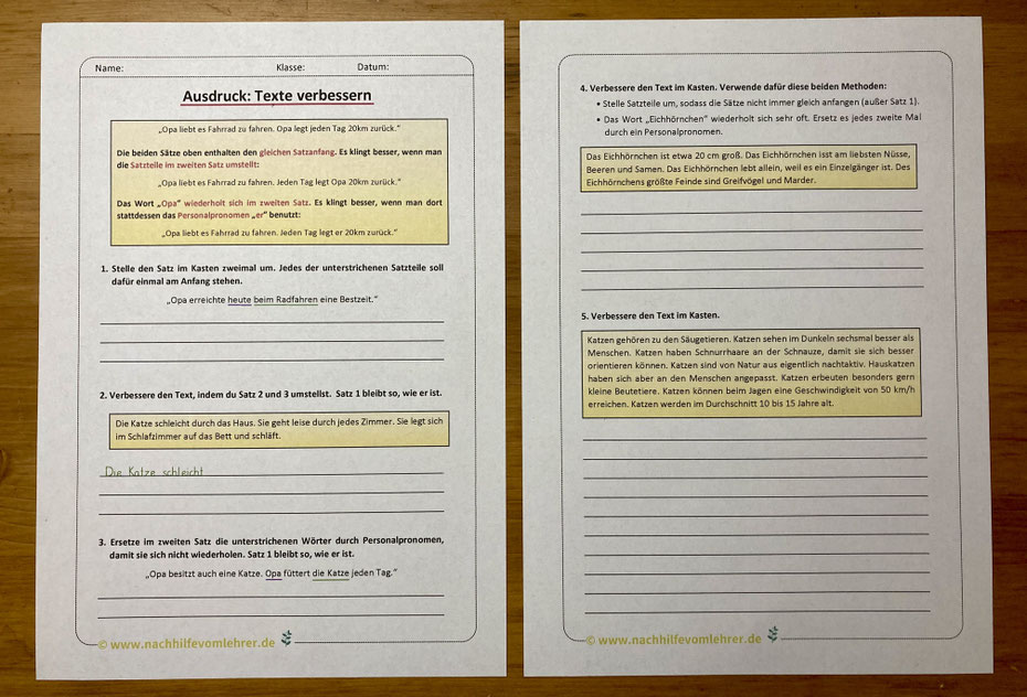 Aufsatz: Texte schreiben - Klasse 5 - nachhilfevomlehrer.de