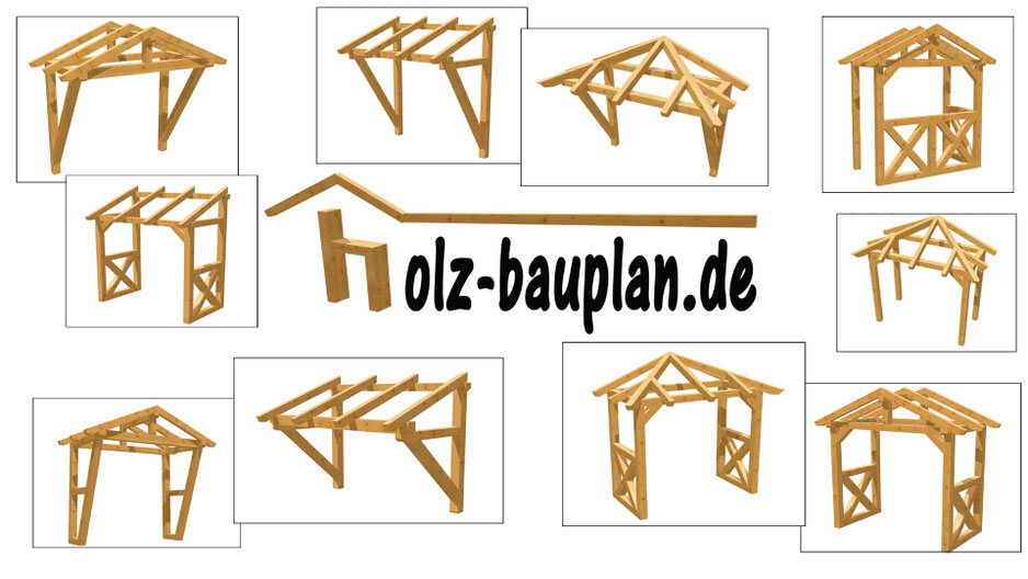 Bauplan Vordach-Walmdach 1 - Professionelle Baupläne