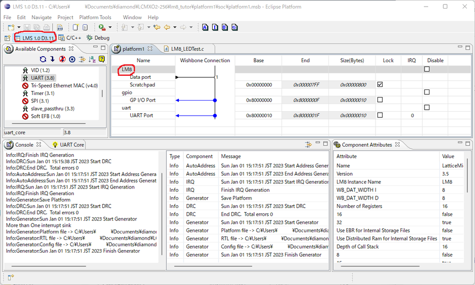 MachXO2-256にLatticeMico8(2) - sunday-engineer is here.