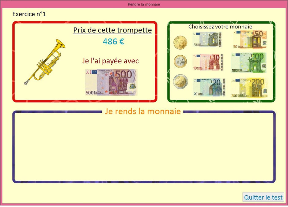 Activités sur la monnaie - logiciel de calcul mental