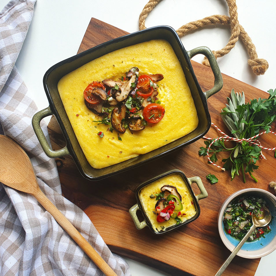 Polenta with mushrooms and sage, leaf parsley pesto! - Website Hennies ...