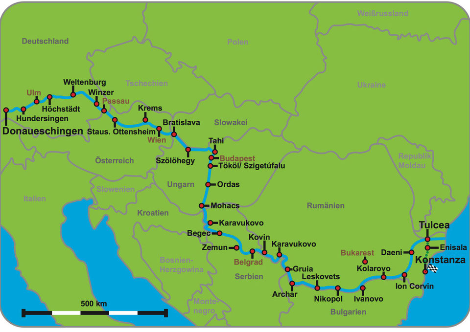 Donauradtour - Karte - On Tour
