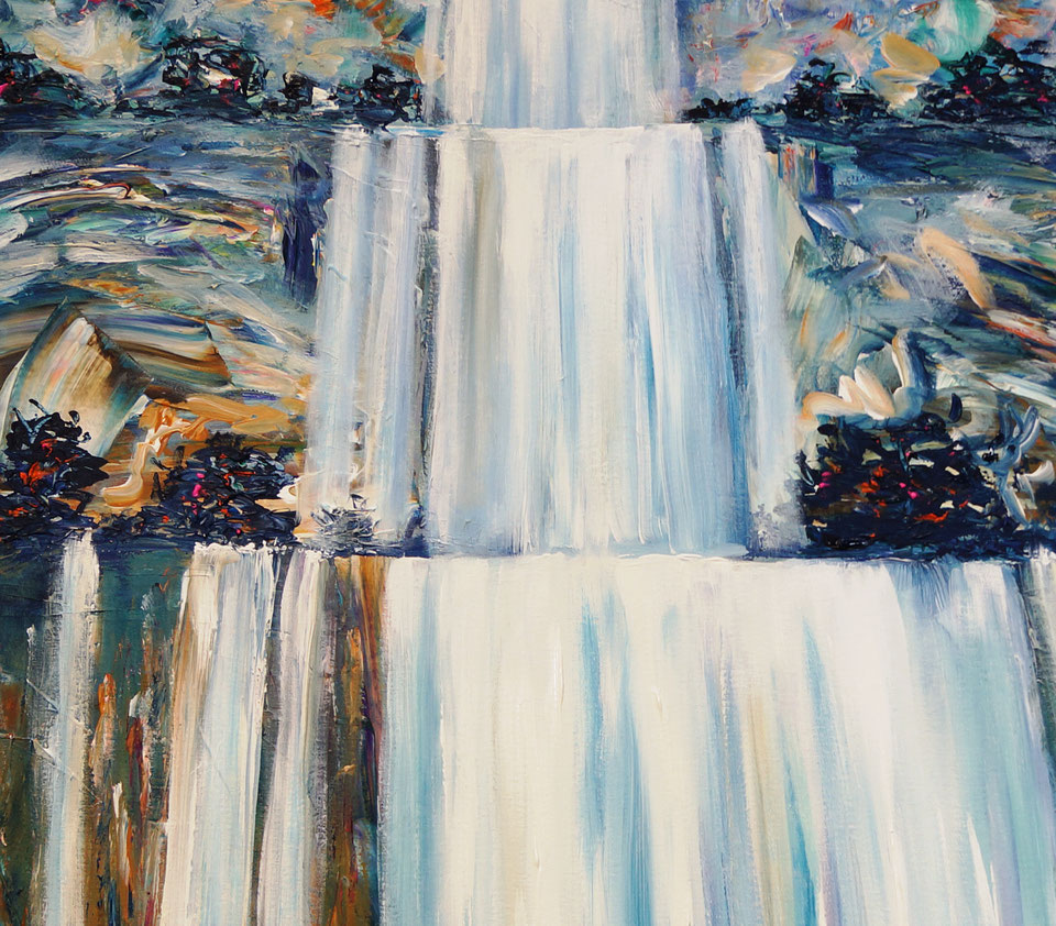 Waterfall artwork - large abstract painting art for sale