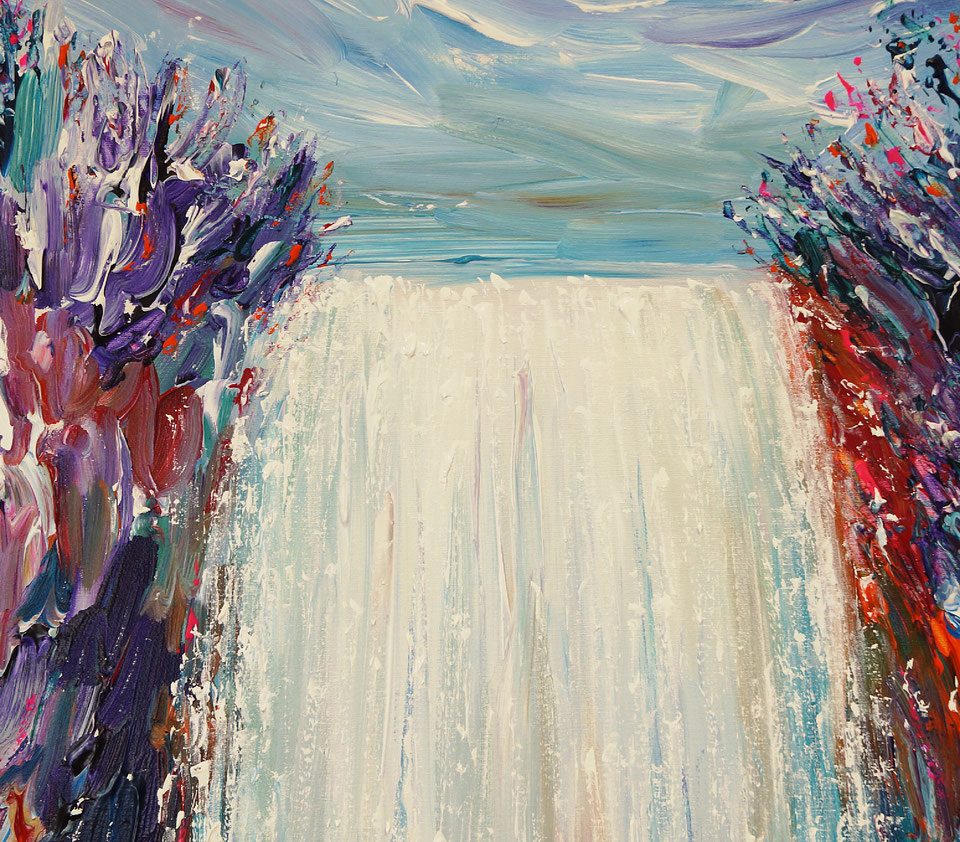 Waterfall artwork - large abstract painting art for sale