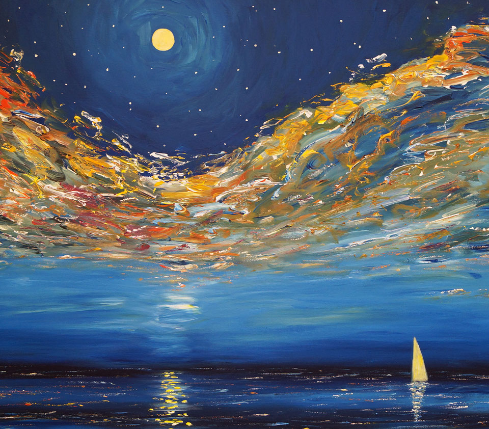 Moonlight artwork - large abstract painting art for sale