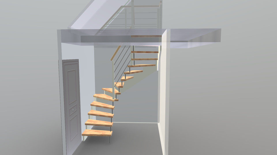 Escalier suspendu en U (E18-395) - Escaliers-prosper, spécialiste de la ...