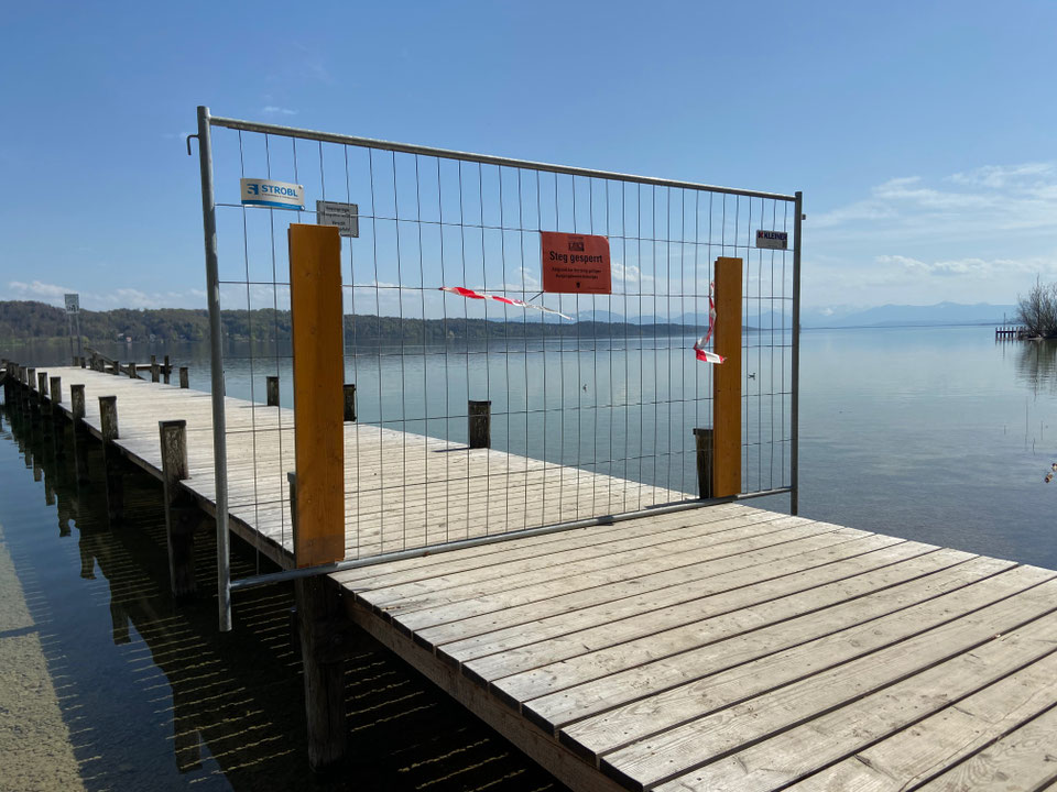 Stege am Starnberger See gesperrt - Starnbergersee