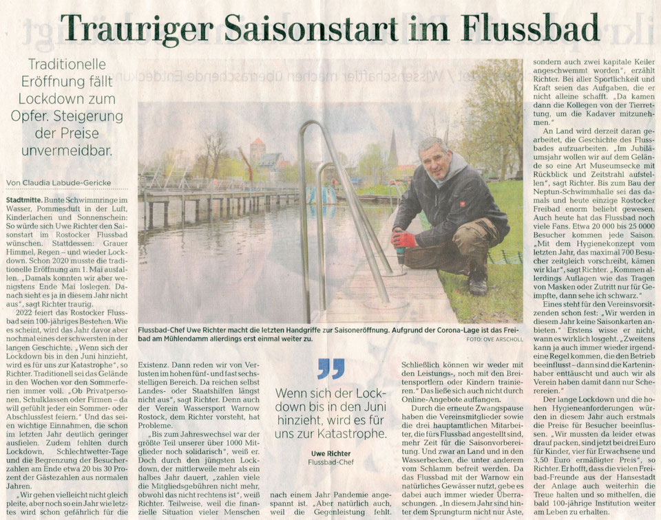 OZ-Artikel zur aktuellen Situation in Flussbad und Verein - Flussbad ...