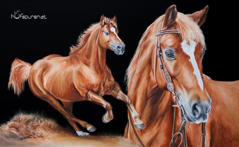 XXL Pferdegemälde: Westernpferd Collage - Hufspuren