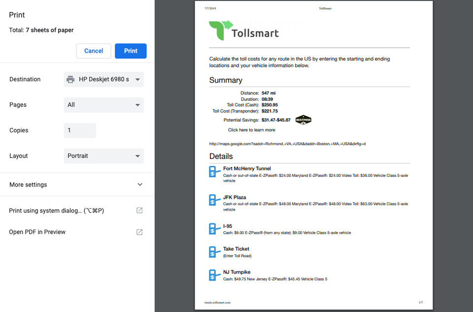 Truck Toll Calculator - Tollsmart