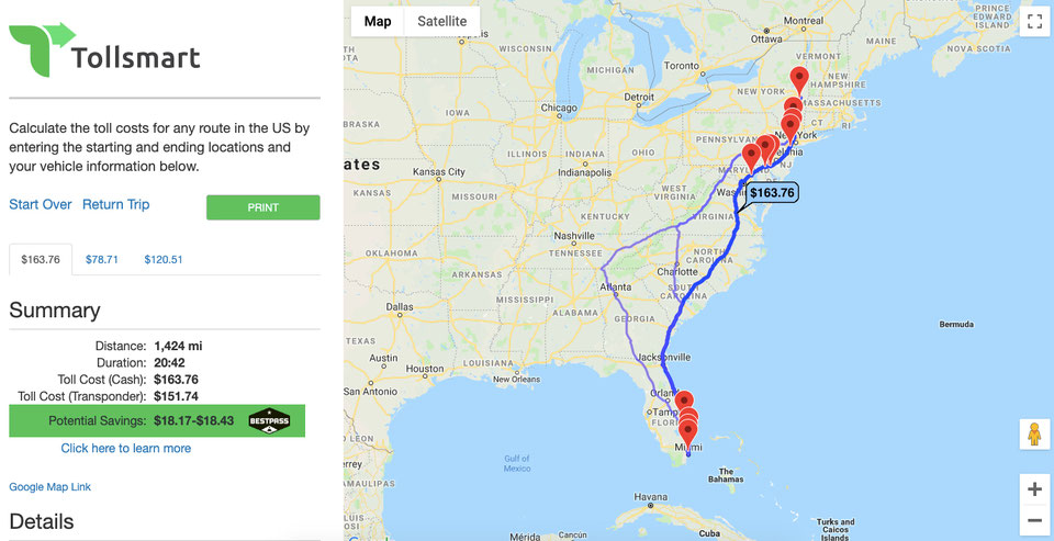 Trip Calculators - Tollsmart