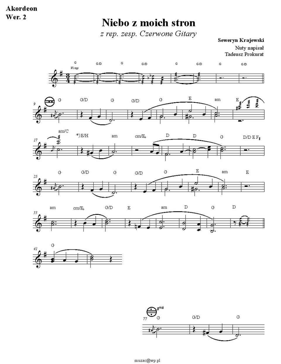 - Niebo z moich stron - Seweryn Krajewski (Czerwone Gitary) - Strona ...