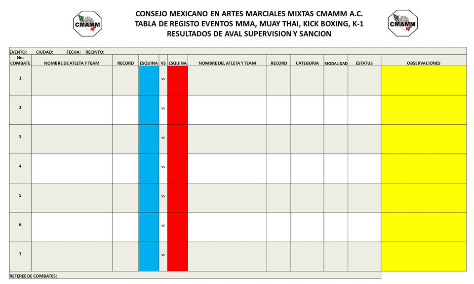 CONSEJO MEXICANO EN ARTES MARCIALES MIXTAS CMAMM A.C. REGLAMENTO DE ...