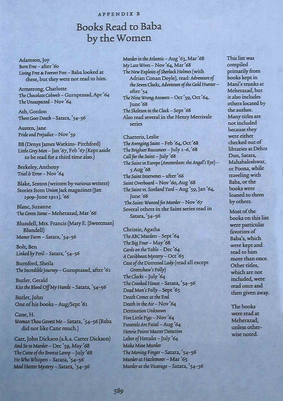 Books Read to Baba List - meherbabatravels jimdo page!