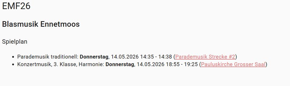 EMF 2026 Spielplan BME - Blasmusik Ennetmoos