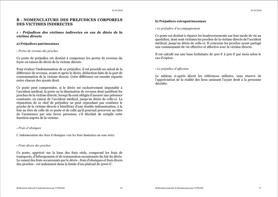 RÉFÉRENCIEL INDICATIF D'INDEMNISATION DE L'ONIAM - Association d'aide ...