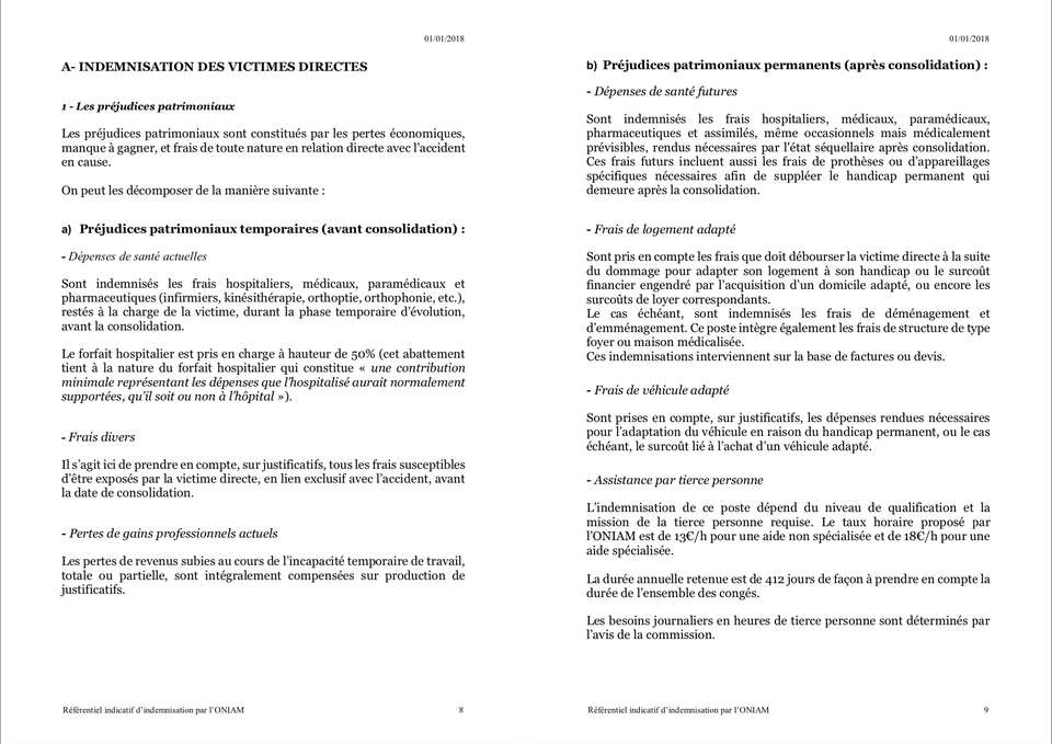 RÉFÉRENCIEL INDICATIF D'INDEMNISATION DE L'ONIAM - Association d'aide ...