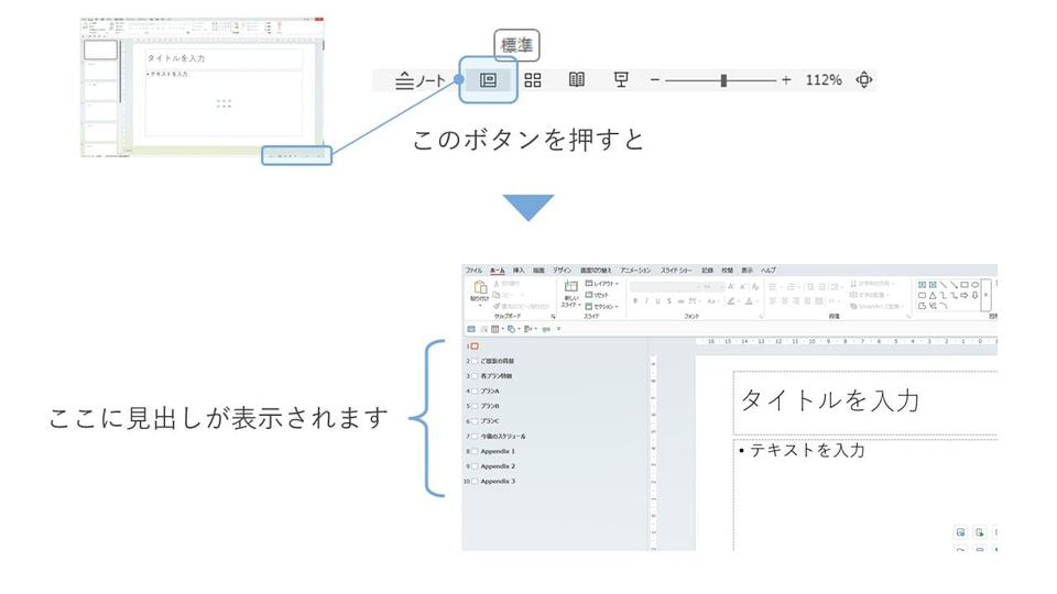 パワポに目次を入れる方法 【パワーポイント作成代行】ドキュメントプラス