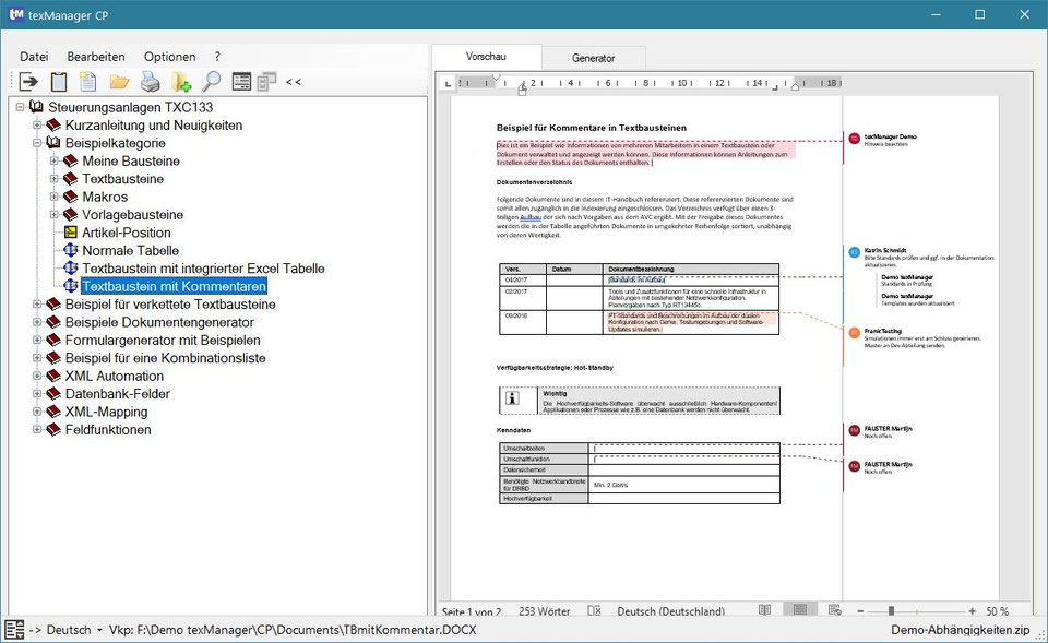 Textbausteine verwalten und Dokumente generieren - texManager