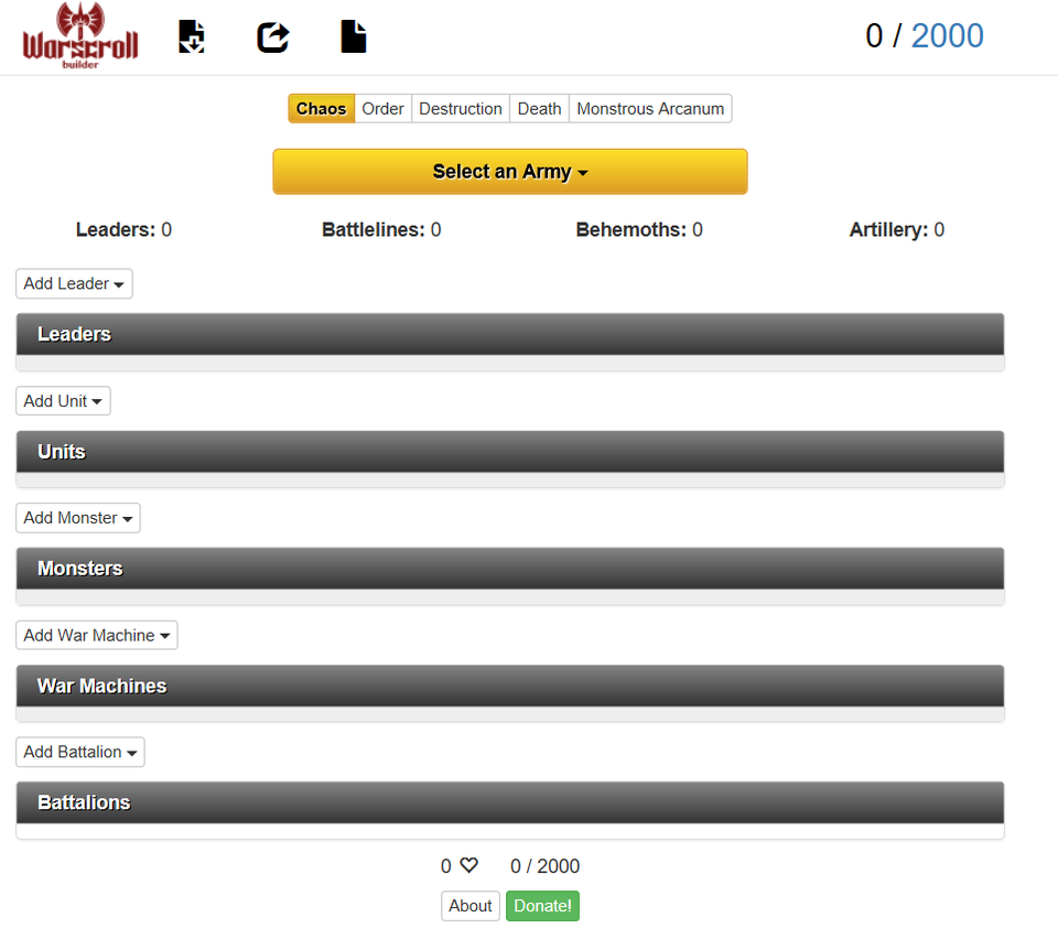 Warscroll Builder : Le créateur de liste d'armée - Ruant Miniature