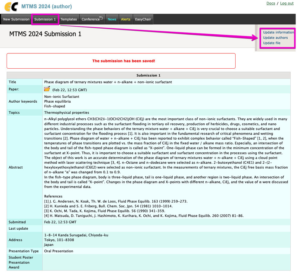 Instructions for Abstract Submission - 10th International Symposium on Molecular Thermodynamics ...