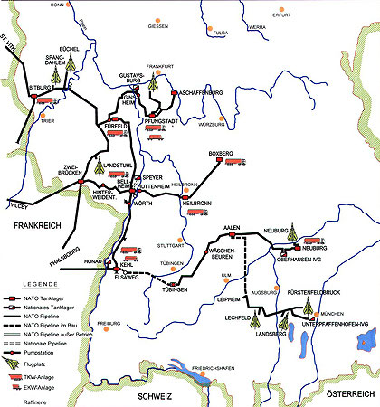Die Nato-Pipeline (ceps) endet in Büchel / Alflen. Flugbenzin wird ...