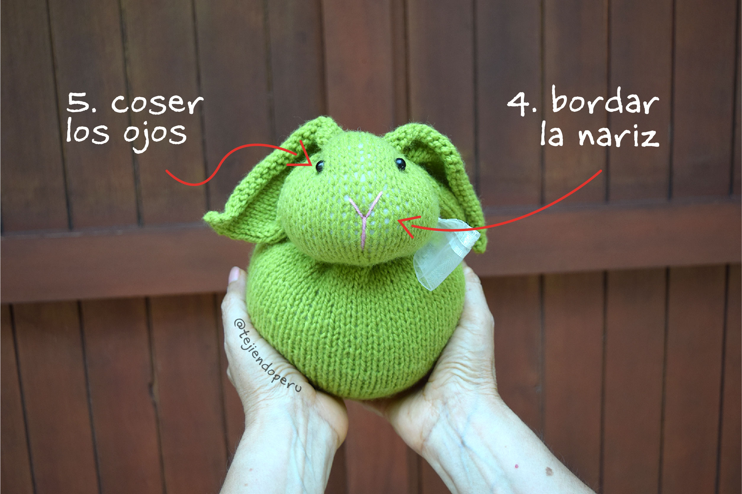 Conejo de un cuadrado tejido - Tejiendo Perú