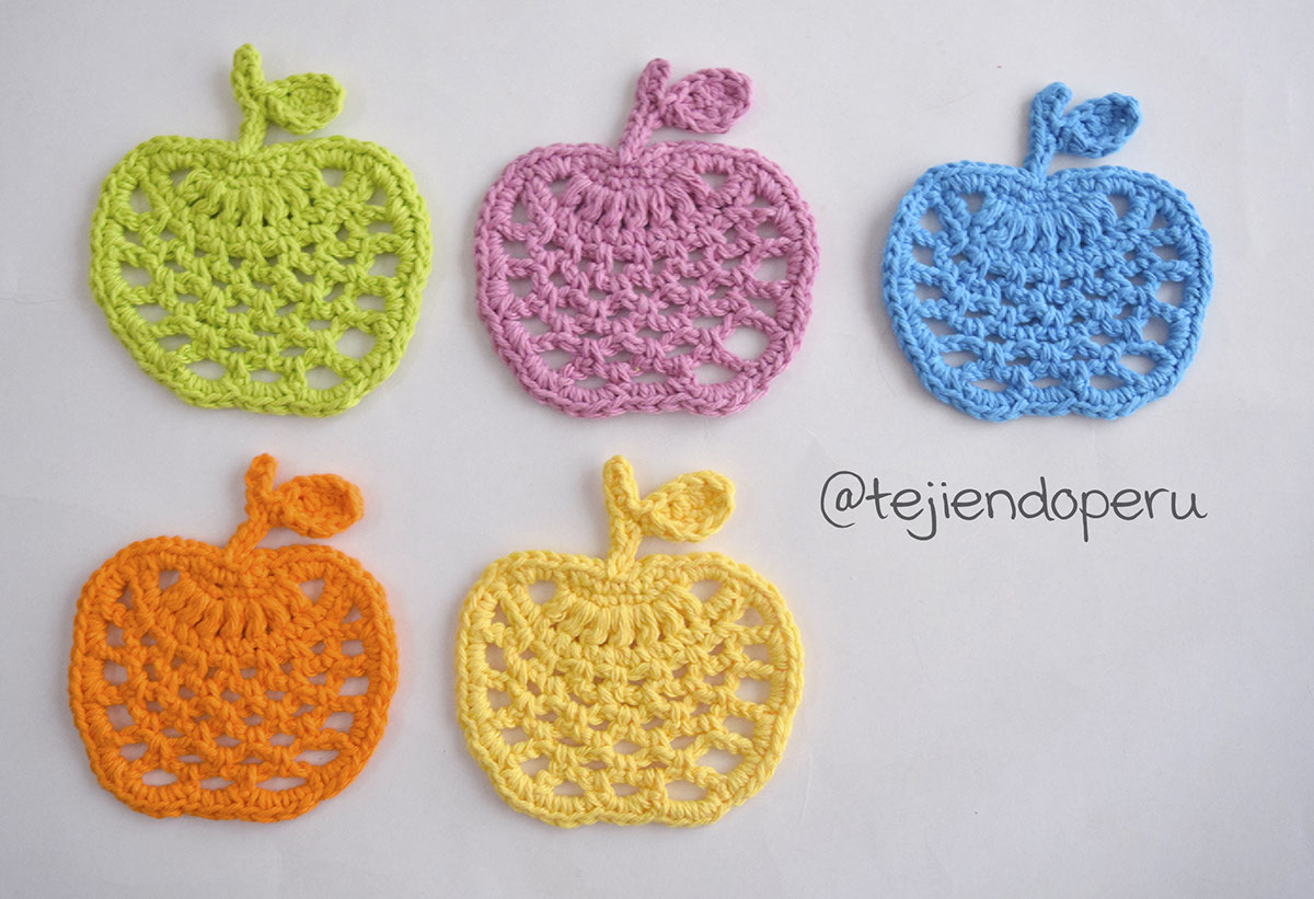 Manzanas posavasos tejidas a crochet - Tejiendo Perú