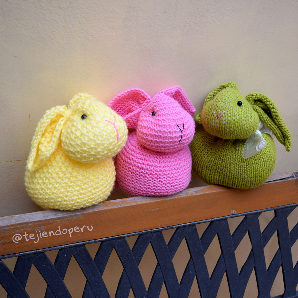 Conejo de un cuadrado tejido - Tejiendo Perú