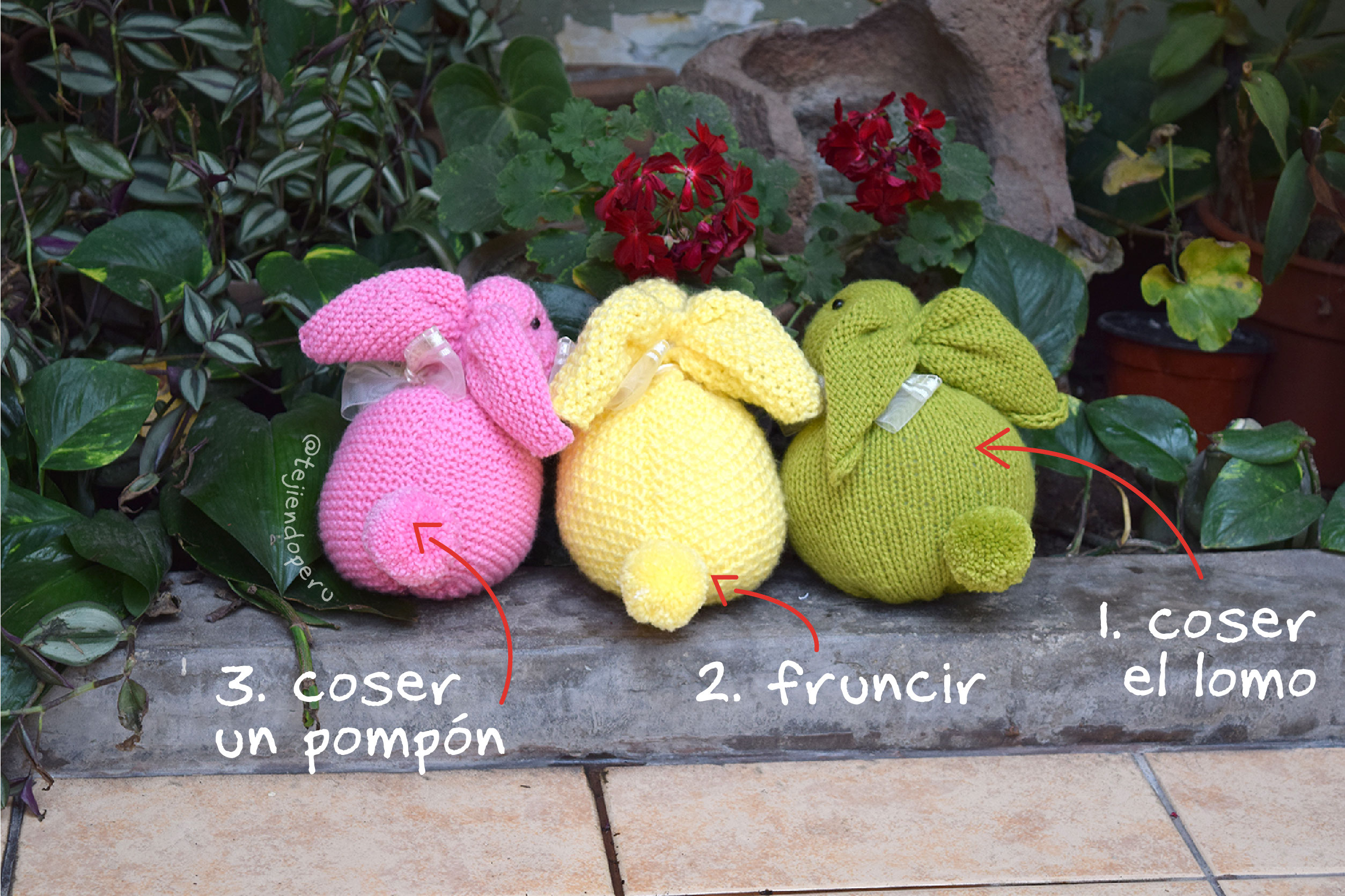 Conejo de un cuadrado tejido - Tejiendo Perú