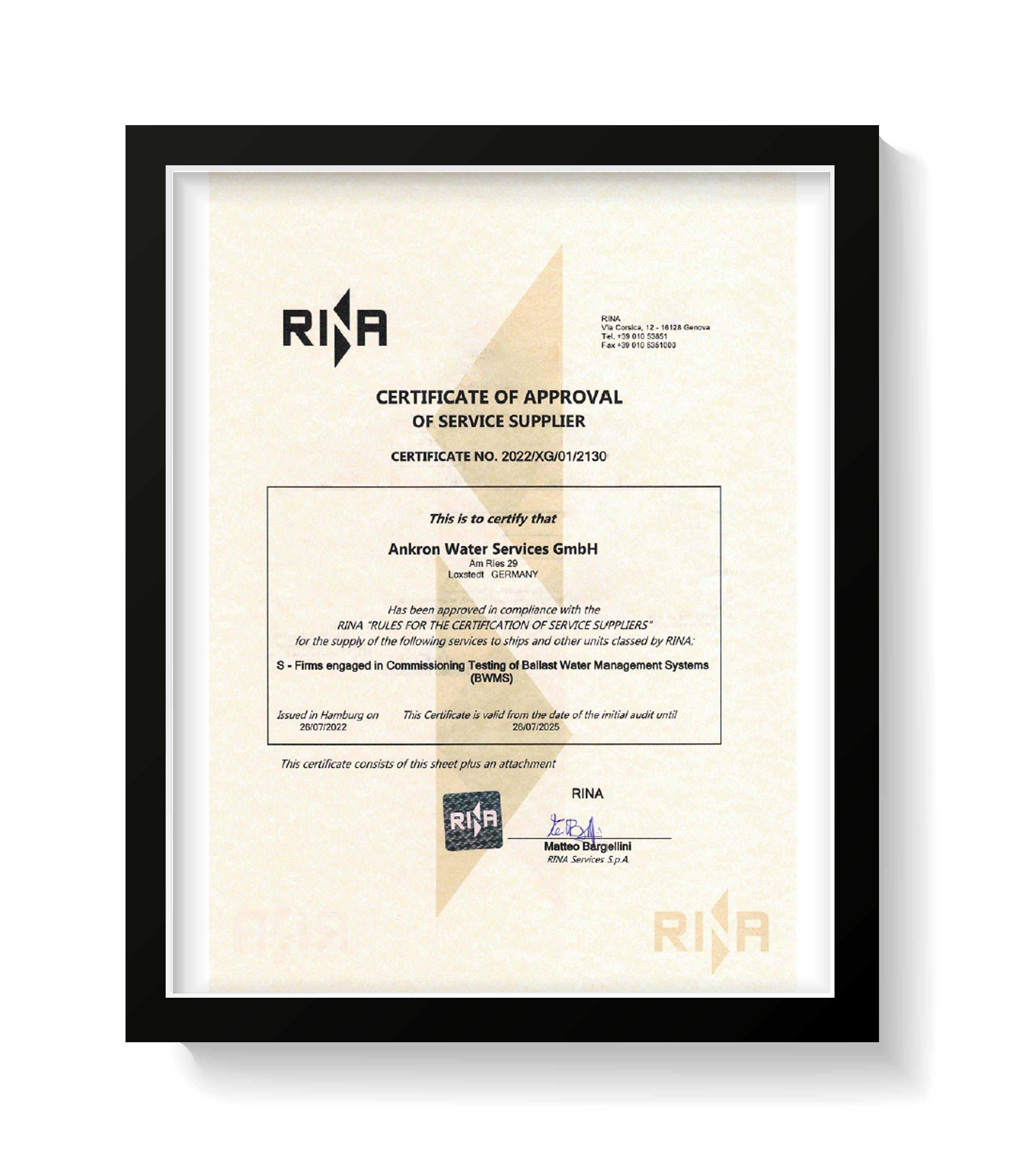 Class Approvals - Ankron Water Services