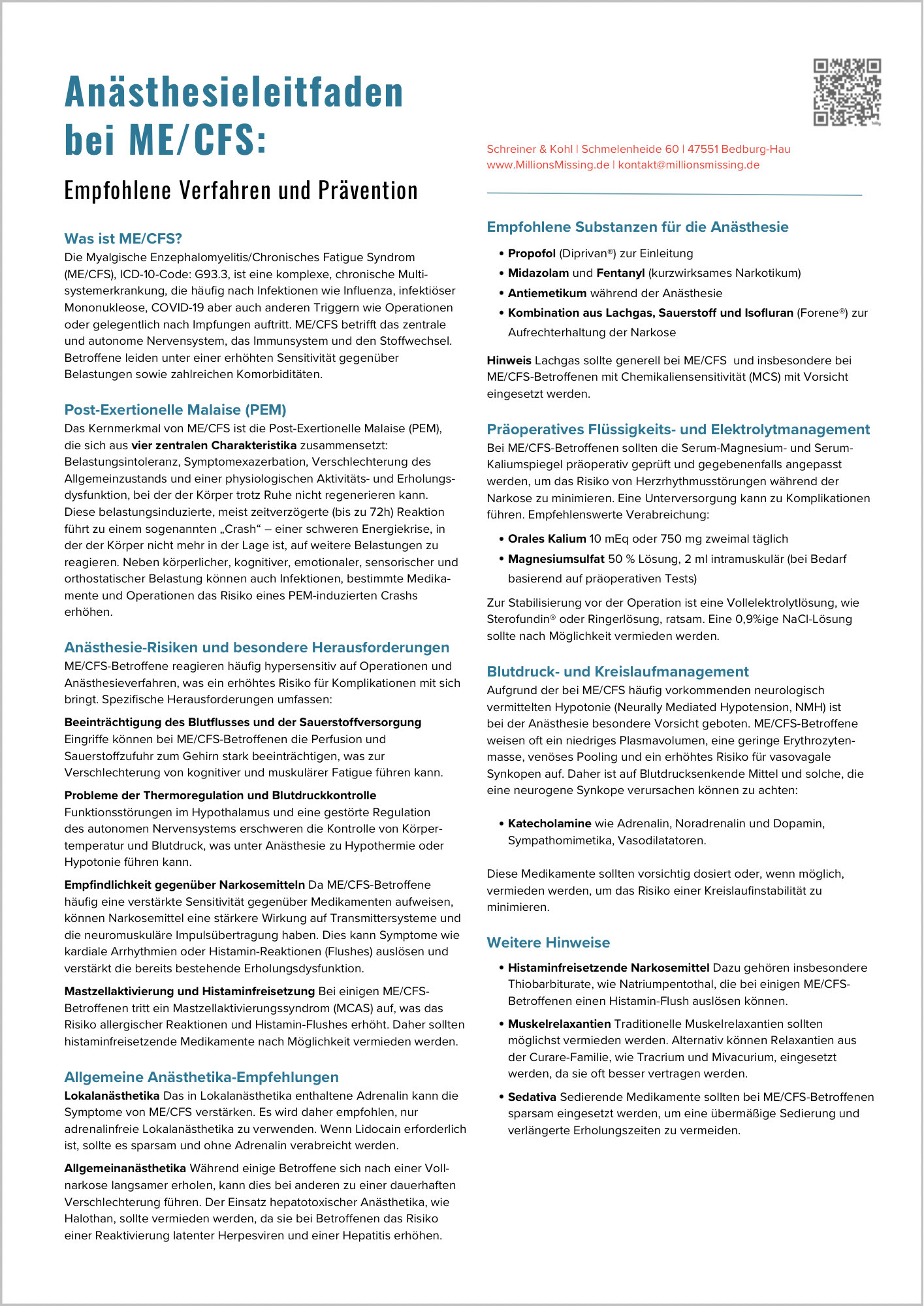 PDFs zu ME/CFS, Diagnostik, Symptome und PEM - #MillionsMissing