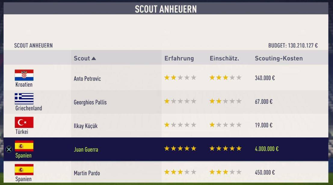 Scouting - Fifa-Karrierehilfe