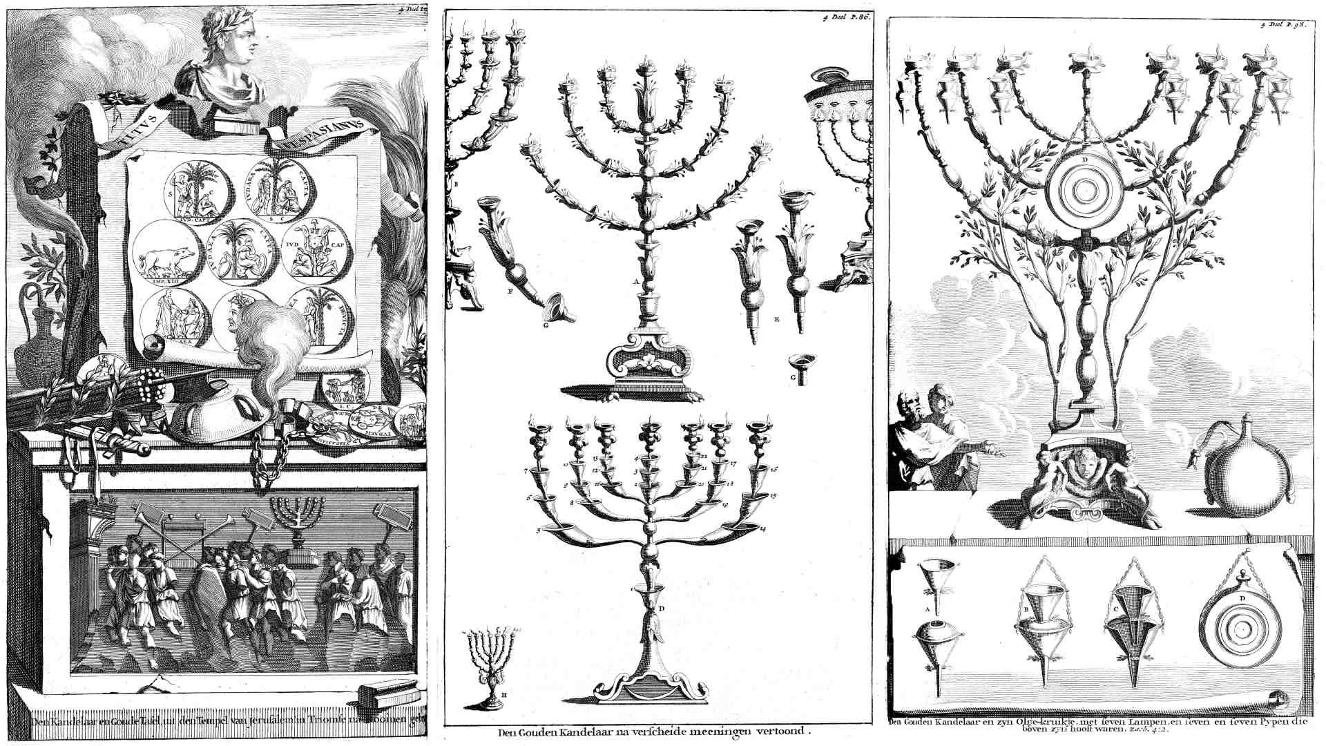 ANCIENT AND NEW MENORAHS - 18th Century - Divisions Structure Bible Menorah