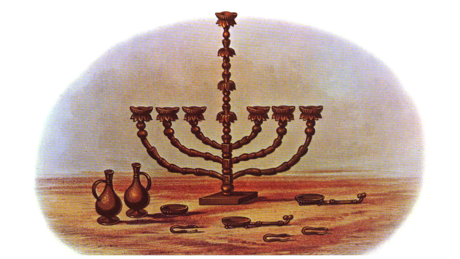 ANCIENT AND NEW MENORAHS - 19th Century - Structure Bible, Ancient Menorahs