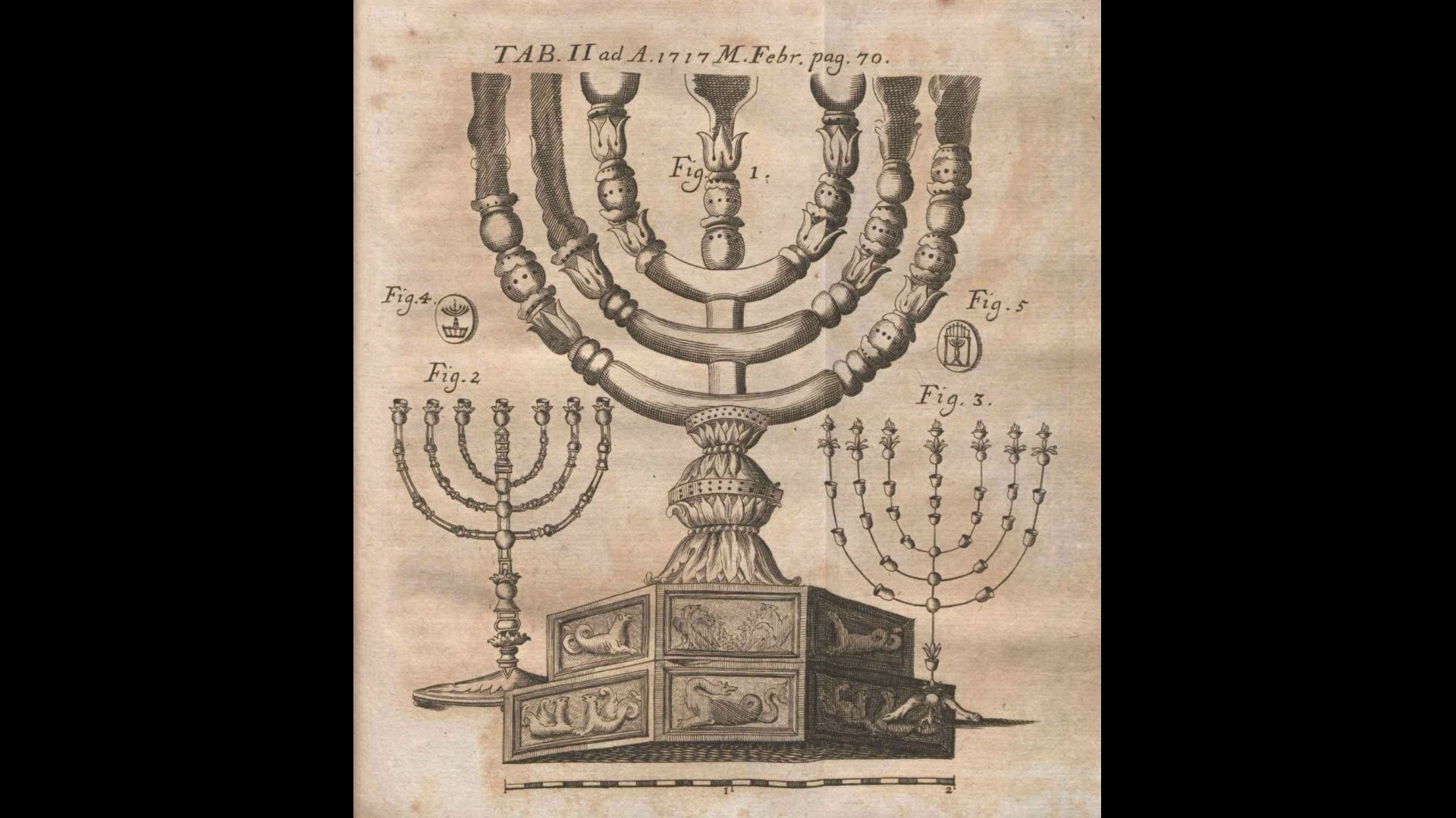 ANCIENT AND NEW MENORAHS - 18th Century - Divisions Structure Bible Menorah