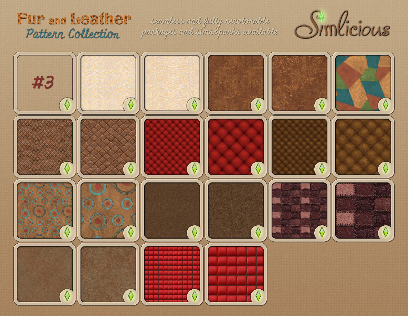 Fur and Leather Pattern Collection - Custom Content for the Sims 3 by ...