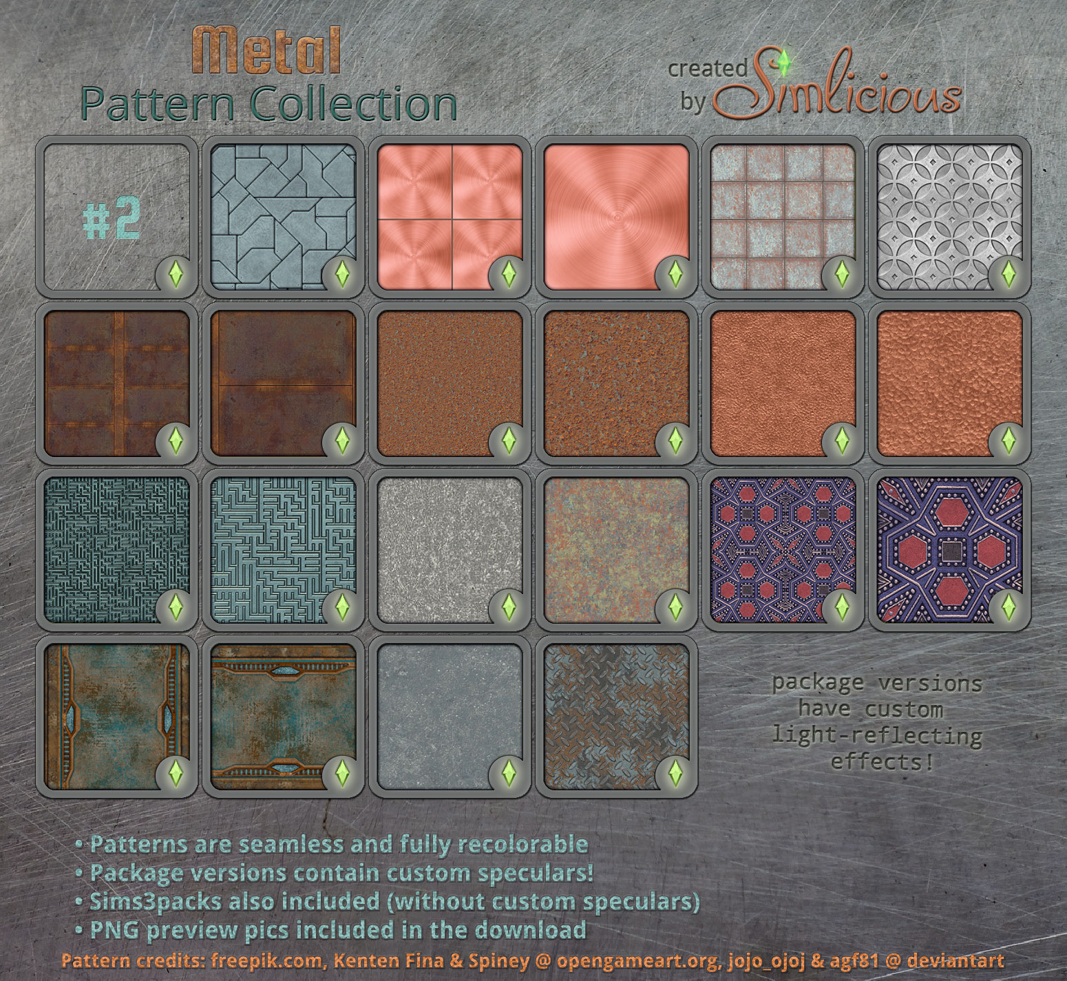 Metal Pattern Collection - Custom Content for the Sims 3 by Simlicious