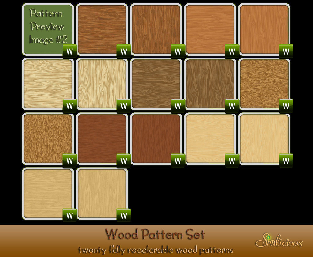 [wood] Wood Pattern Set - Custom Content for the Sims 3 by Simlicious