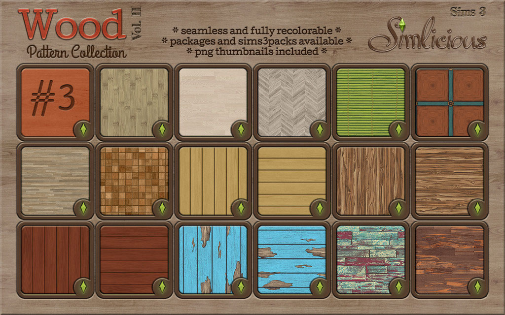 Wood Pattern Collection Vol. 2 - Custom Content for the Sims 3 by ...
