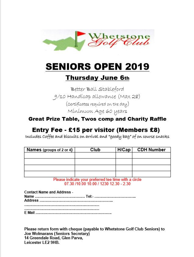 Open Events 2019 - Website of Whetstone Golf Club