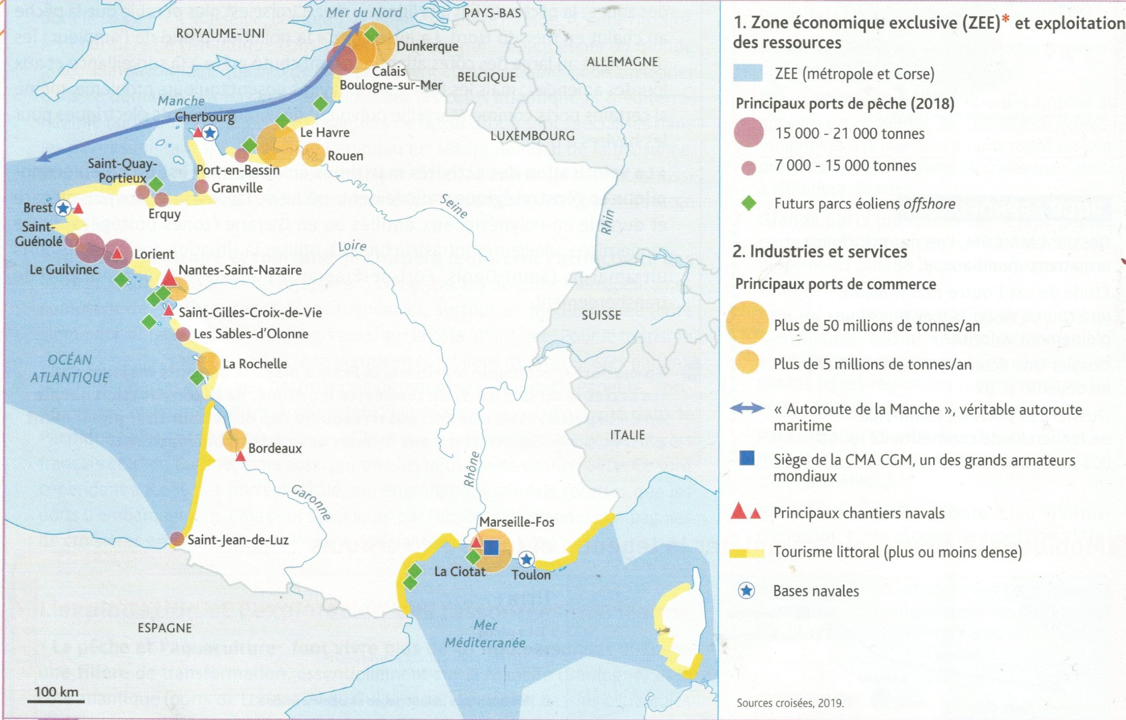 French Ports Map – Les ports maritimes de France – ZLCNZW
