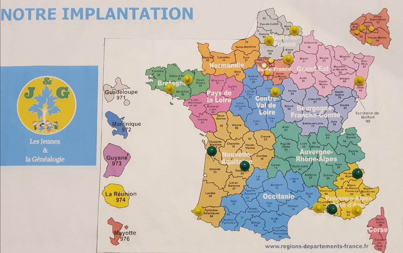 Notre implantation en France - Site de jeunesetlagenealogie