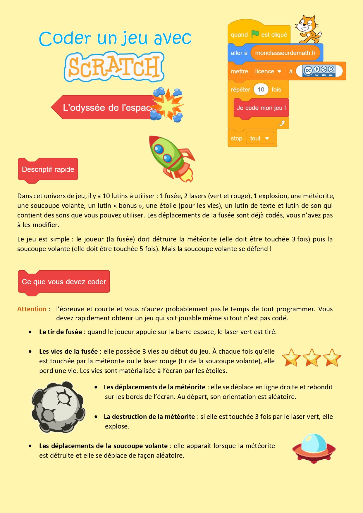 Coder un jeu avec Scratch (2) - Mon classeur de maths