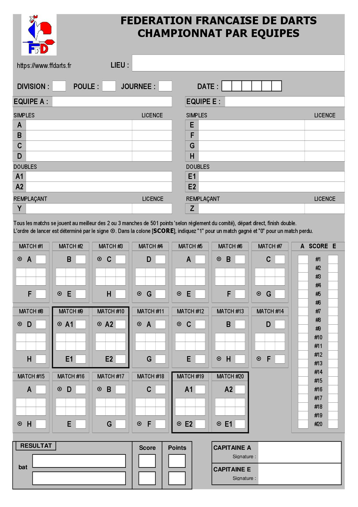 Championnat Division 2 Poule B - Comité de Fléchettes des Côtes d'Armor