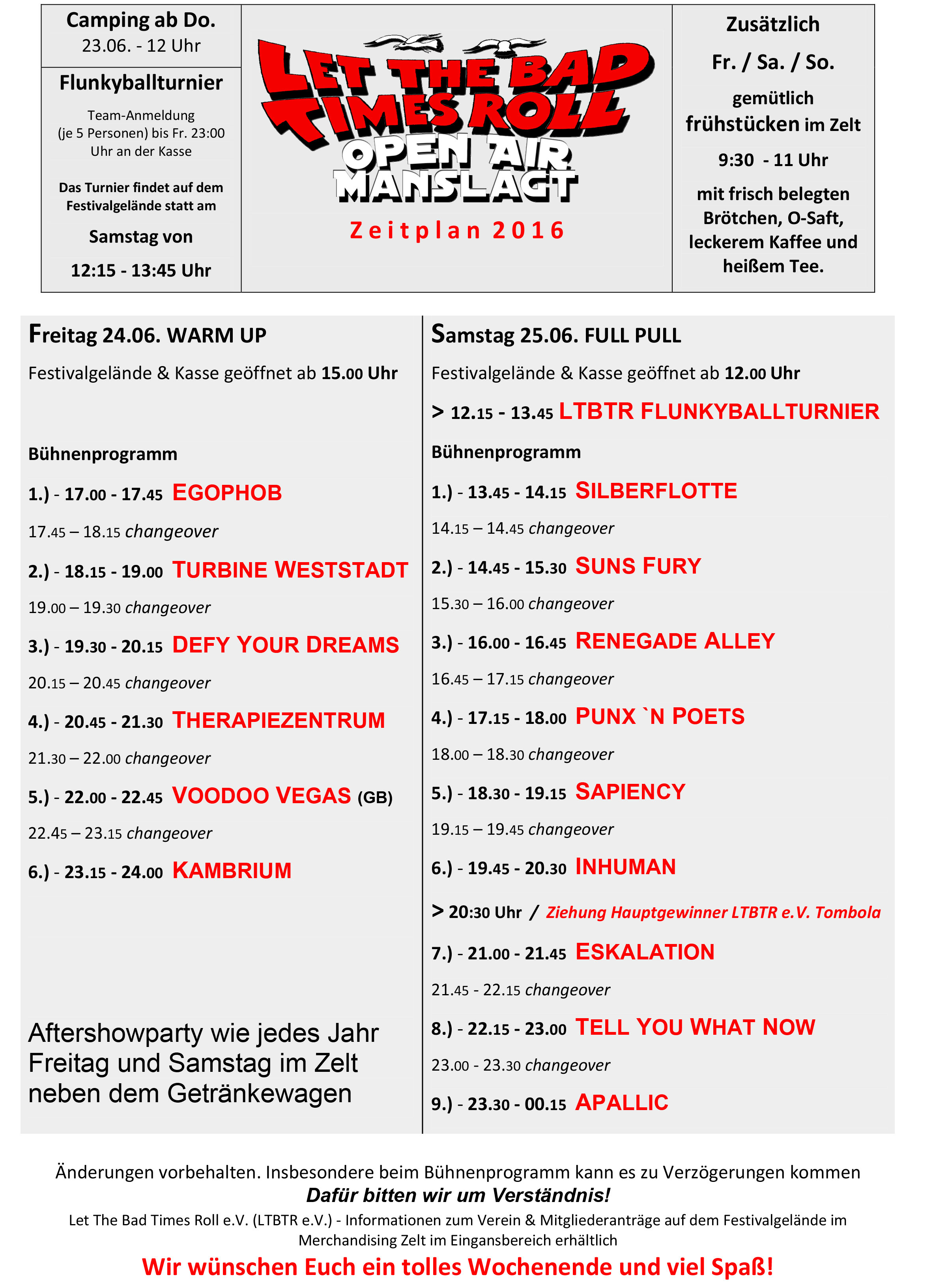 Line-Up 2016 - LTBTR 2026 - Open Air Rockfestival