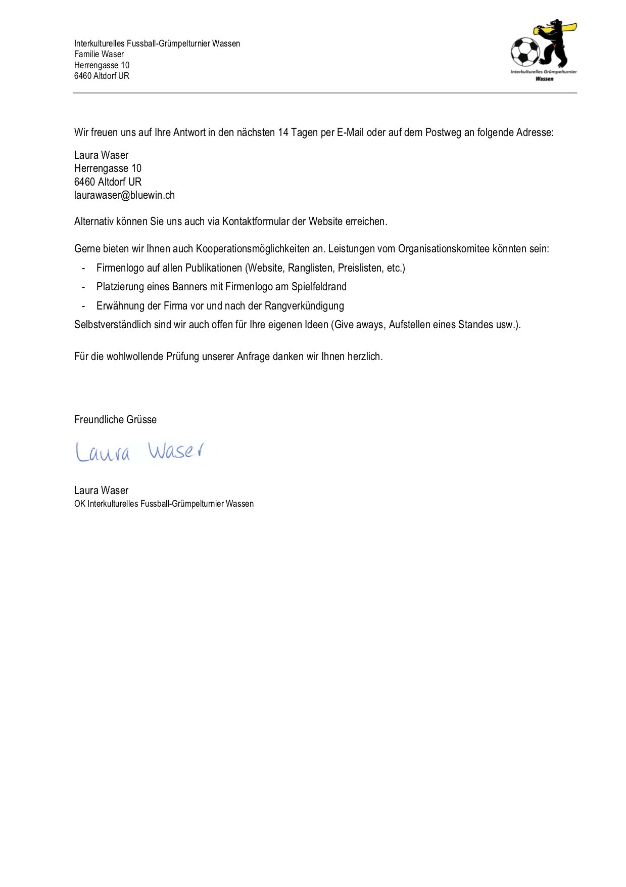 Sponsoring Brief - gruempi-wassens Webseite!
