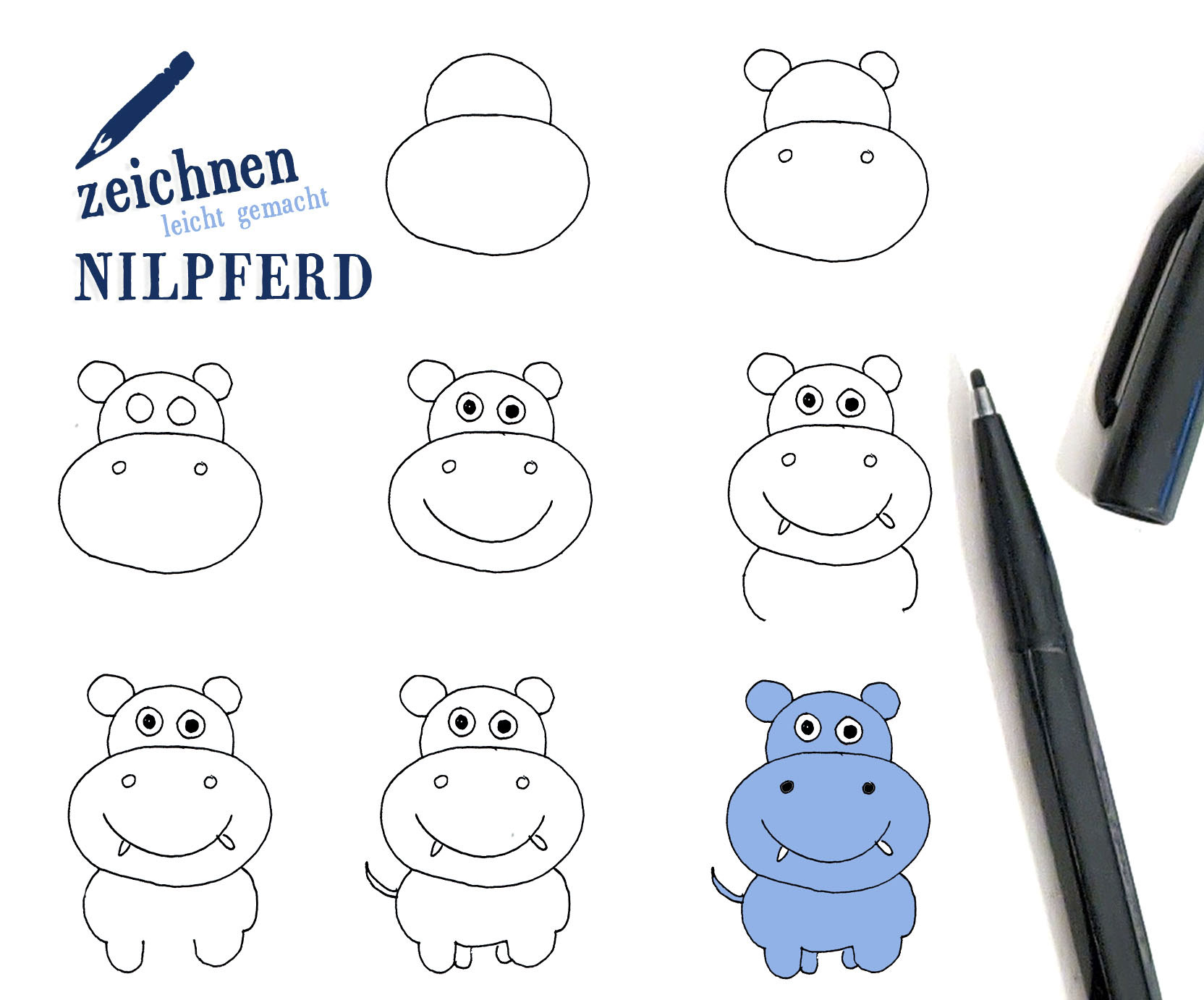 Nilpferd selber zeichnen - Ulli Verlag Nilpferd selber zeichnen - Ulli Verlag